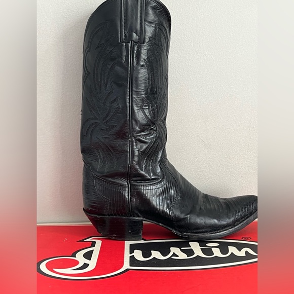 Justin Boots | Shoes | Justin Black Lizard Cowboy Boots | Poshmark
